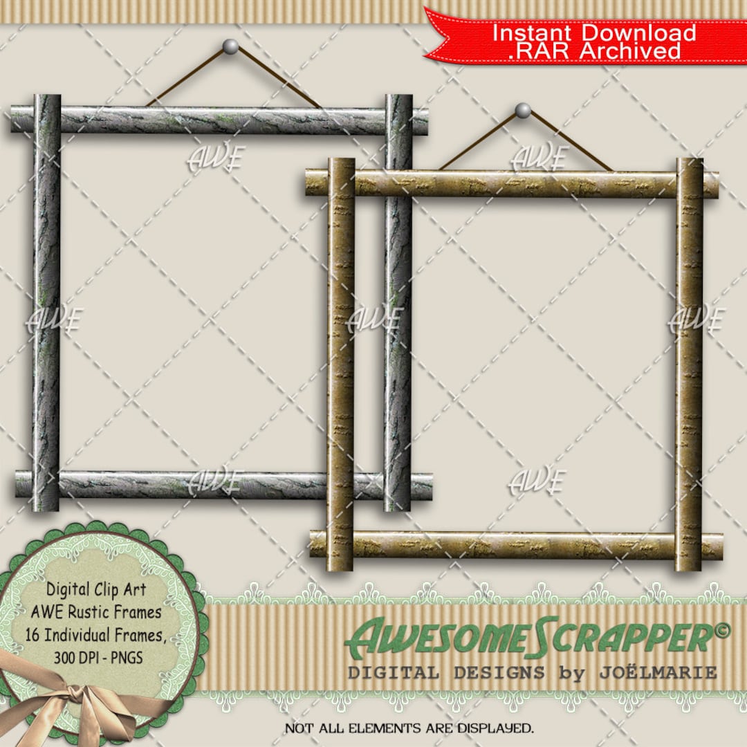 Rustic Frames Digital Clip Art by Awesomescrapper - High Quality, 300 ...