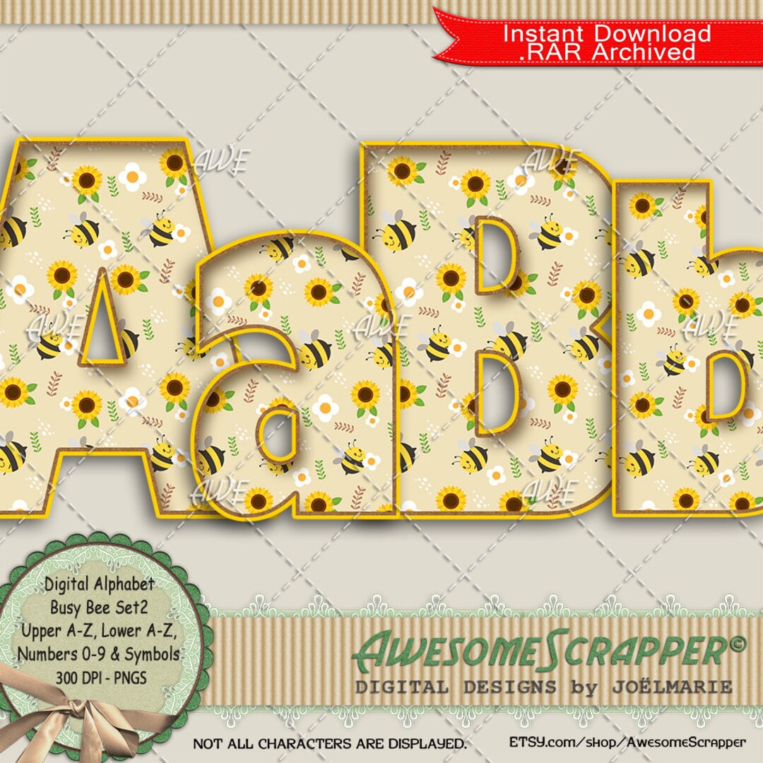 Busy Bee Set2 Digital Alphabet by Awesomescrapper - High Quality, 300 ...