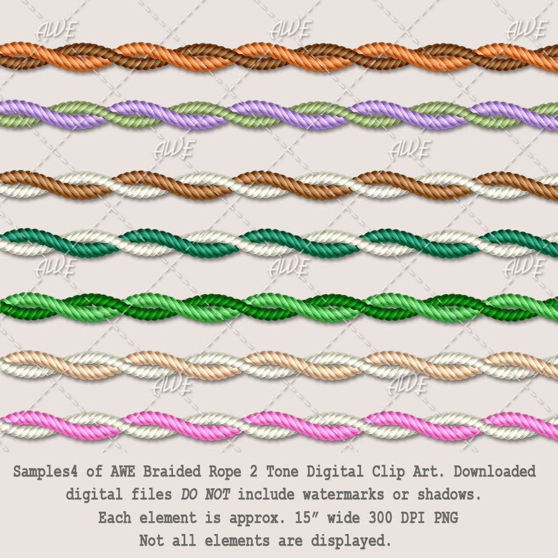 Braided Rope 2 Tone Digital Clip Art by AwesomeScrapper High | Etsy