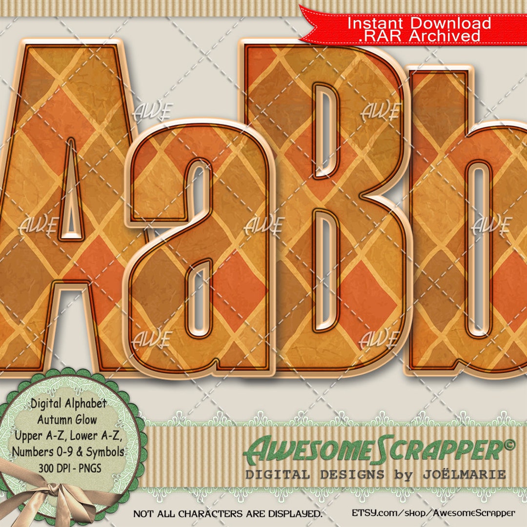 Autumn Glow Digital Alphabet by Awesomescrapper, High Quality 300 DPI ...