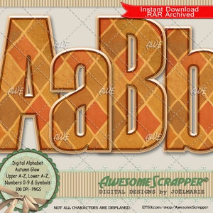 Autumn Glow Digital Alphabet by Awesomescrapper, High Quality 300 DPI ...
