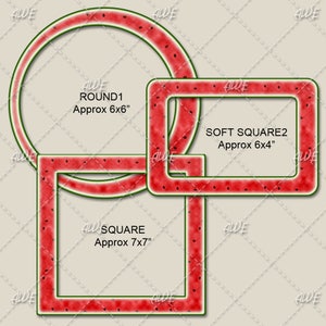 Digital Clipart - Watermelon Themed Frames, Set of 12, Various Shapes ...