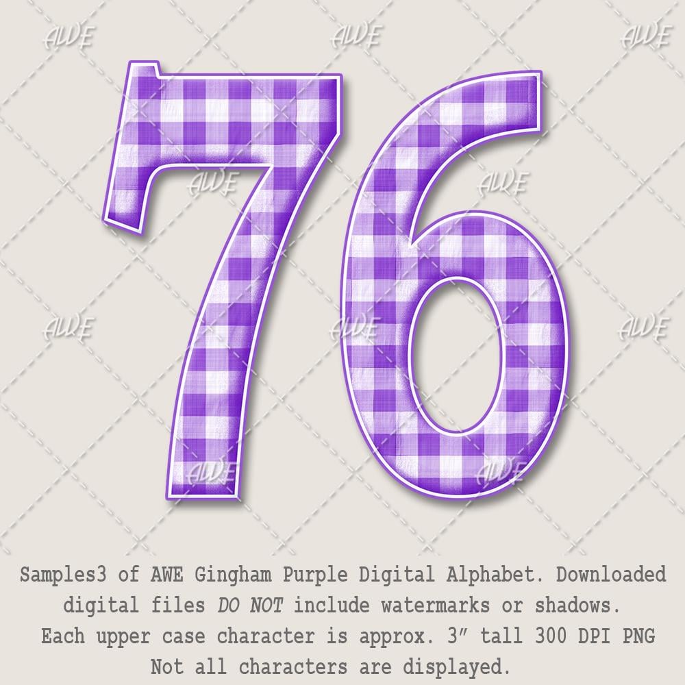 Gingham Purple Digital Alphabet by Awesomescrapper, High Quality 300 ...