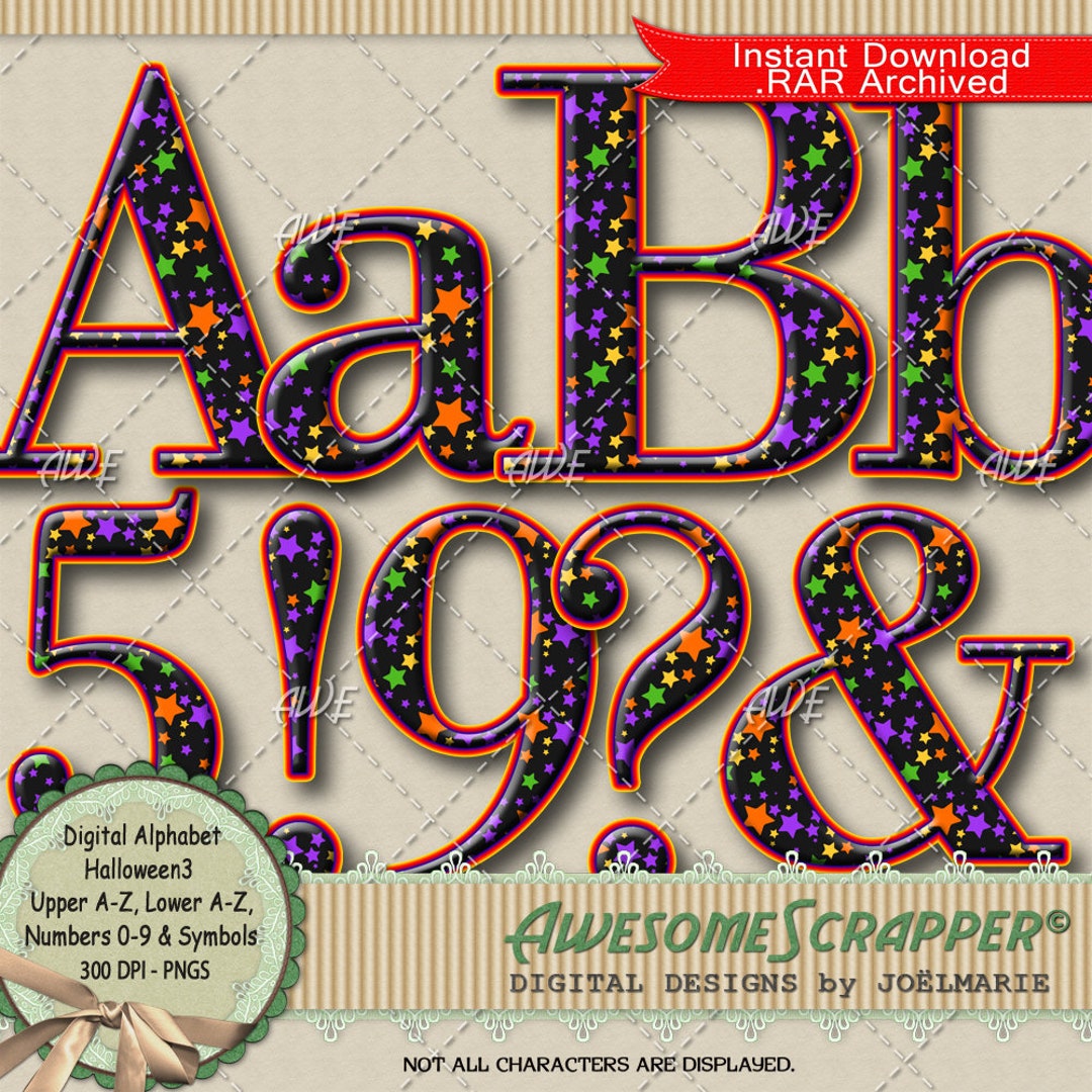 Halloween3 Digital Alphabet by Awesomescrapper - High Quality, 300 DPI ...