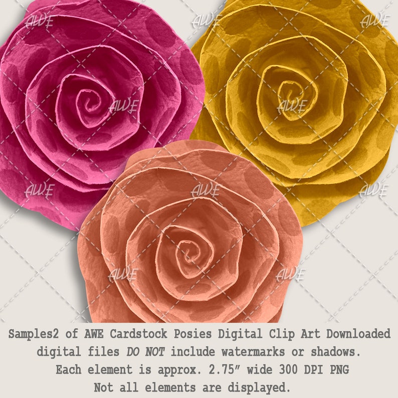Cardstock Posies Digital Clip Art by Awesomescrapper High - Etsy