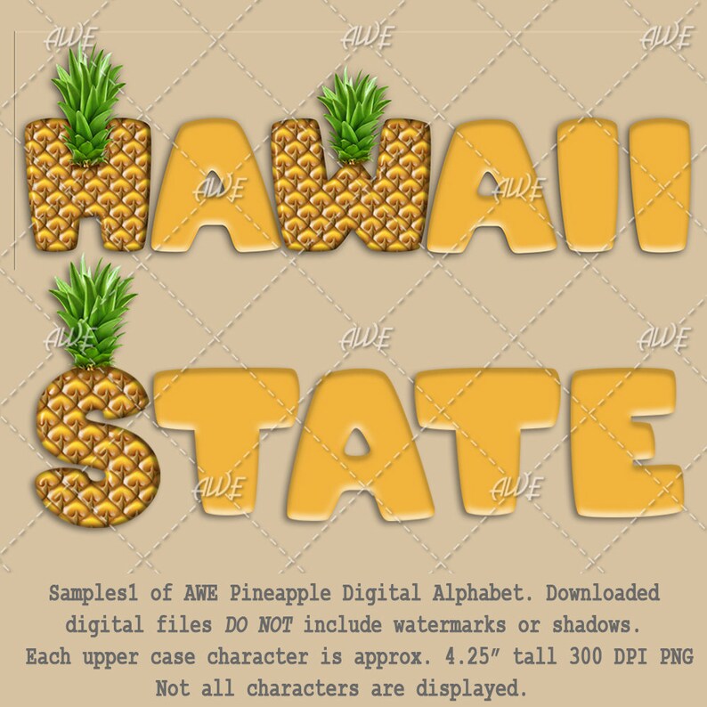 Pineapple Digital Alphabet by Awesomescrapper, High Quality 300 DPI ...