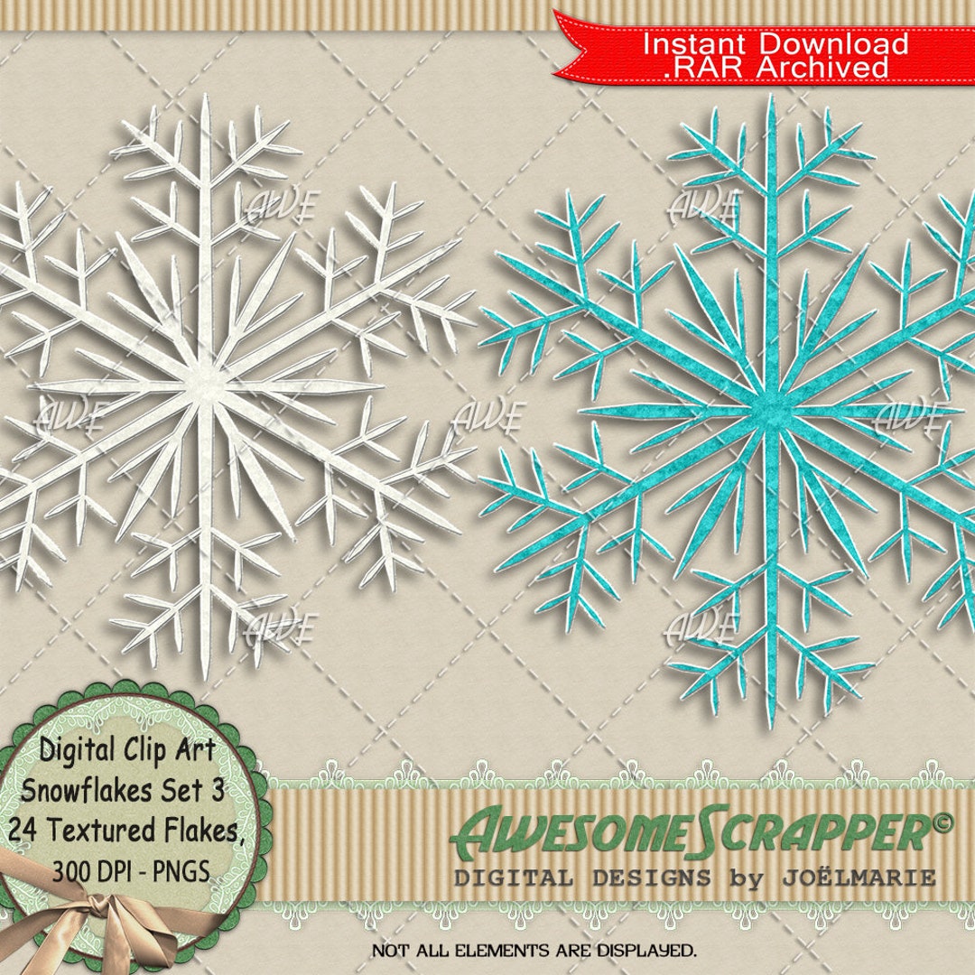 Snowflakes Set3 Digital Clipart by Awesomescrapper - High Quality, 300 ...