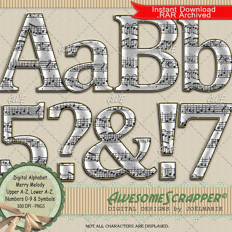 Merry Melody Digital Alphabet by Awesomescrapper High - Etsy
