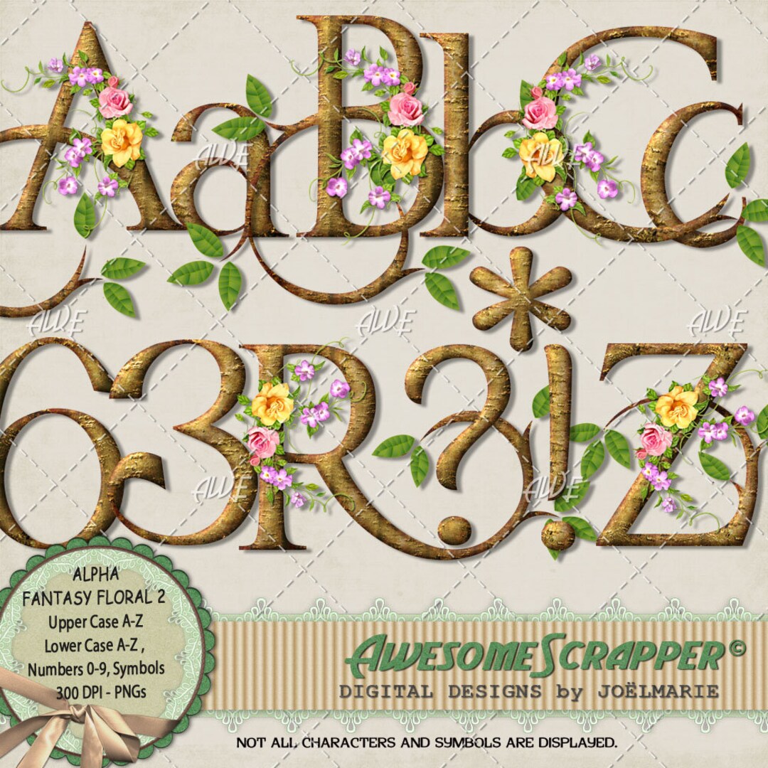 Digital Clipart - Fantasy Floral2 Alphabet - by Awesome Scrapper ...