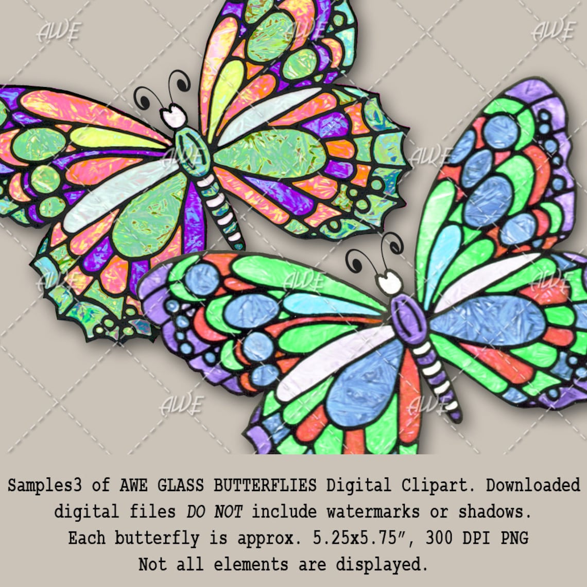Glass Butterflies Digital Clipart by Awesomescrapper - High Quality ...