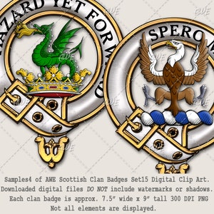 Scottish Clan Badges Set15 Digital Clip Art by Awesomescrapper - High ...