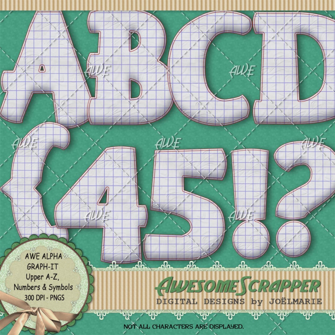 Digital Clipart - Graph-it Digital Alphabet, Upper A-Z, Numbers ...