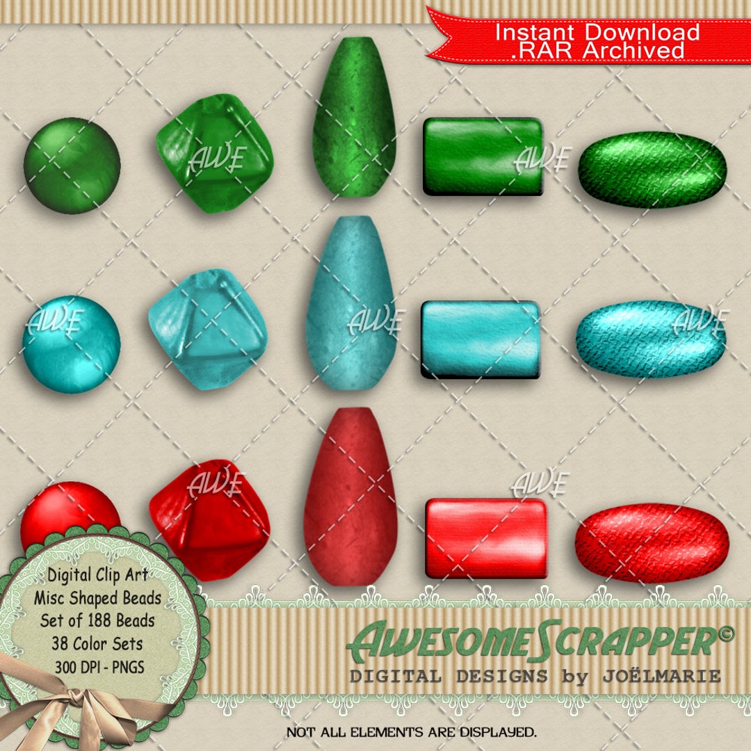 Beads Misc. Shapes Set Digital Clip Art by Awesomescrapper - High ...