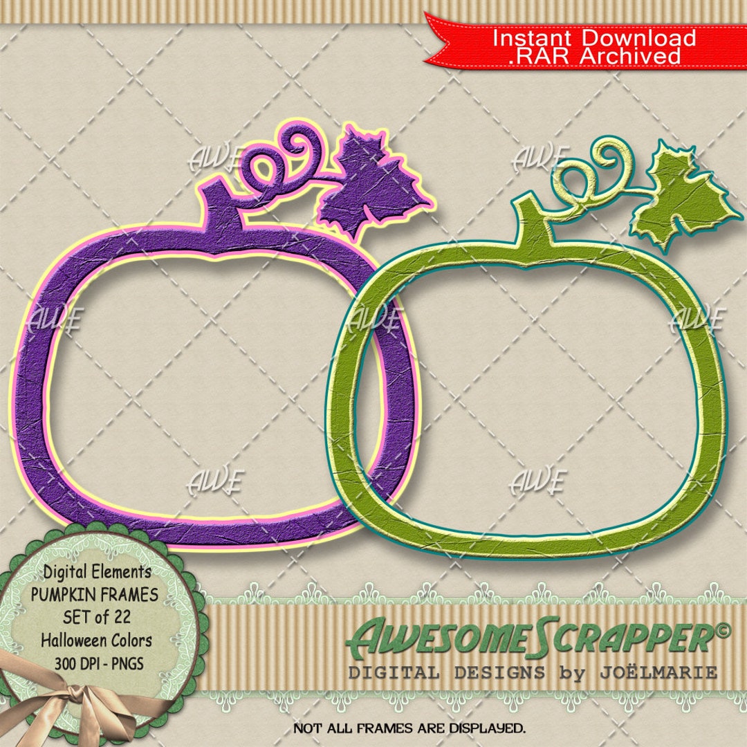 Pumpkin Frames Digital Clip Art by Awesomescrapper - High Quality, 300 ...