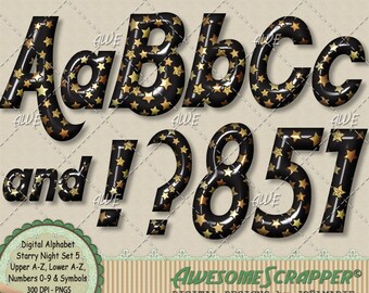 Starry Night Set 1 Digital Alphabet by Awesomescrapper High | Etsy