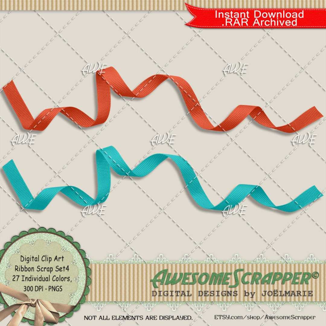 Ribbon Scrap Set4 Digital Clip Art by Awesomescrapper - High Quality ...