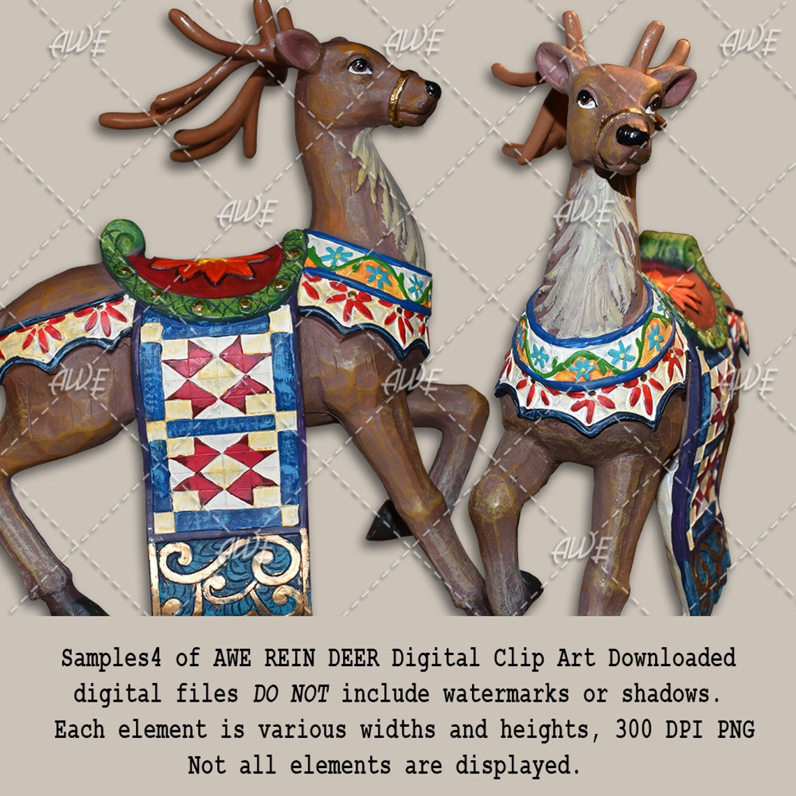 Reindeer Digital Clip Art by Awesomescrapper High Quality - Etsy