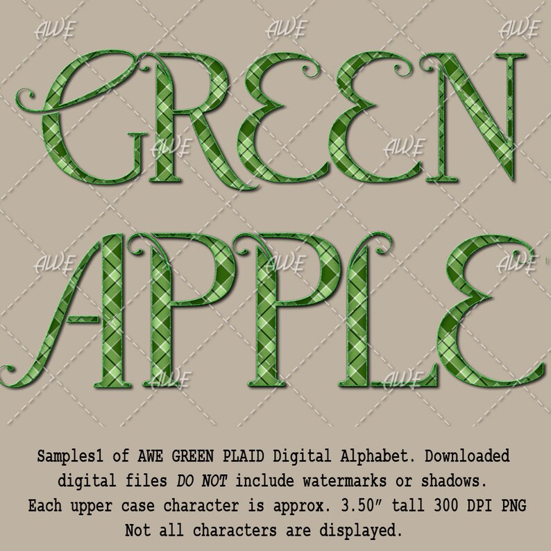 Green Plaid Digital Alphabet by Awesomescrapper High | Etsy