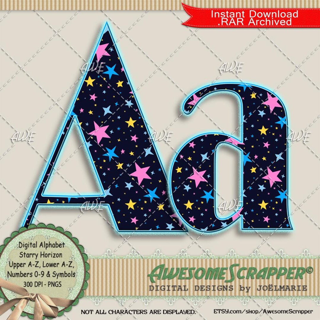 Starry Horizon Digital Alphabet by Awesomescrapper, High Quality 300 ...