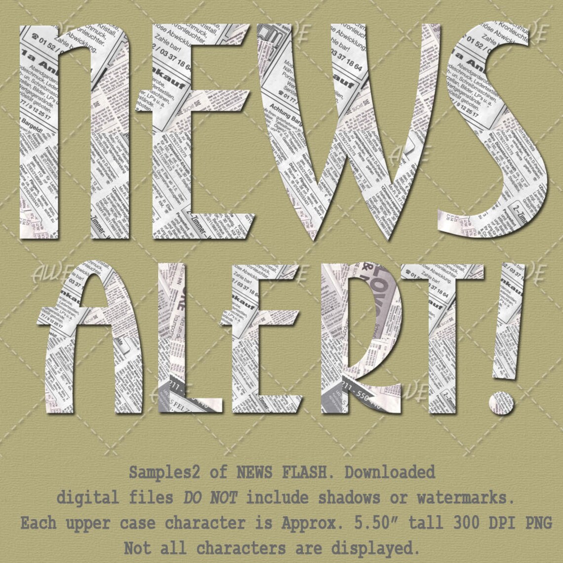 Digital Clipart News Flash Alphabet Newspaper Themed Upper | Etsy