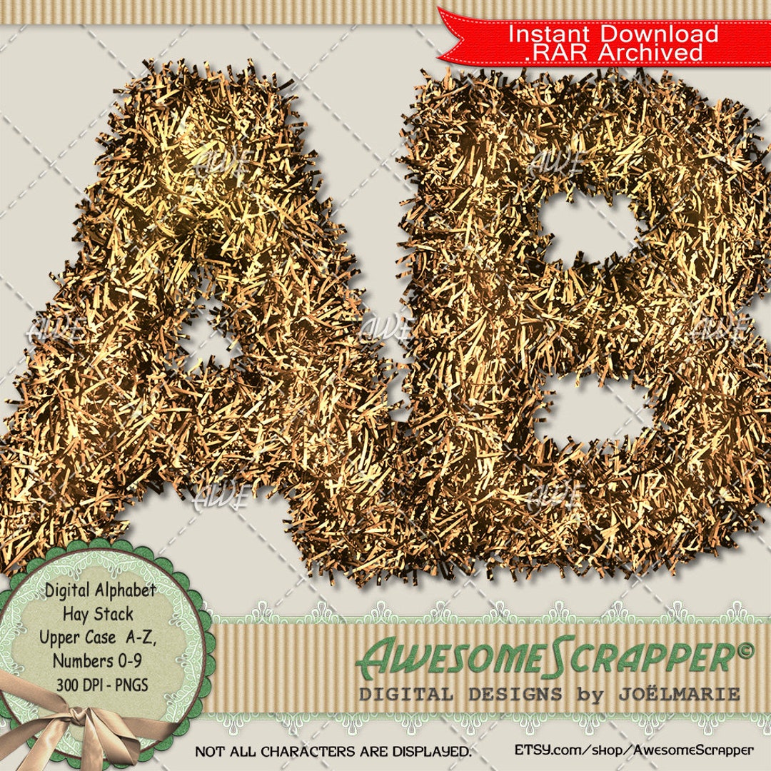 Hay Stack Digital Alphabet by Awesomescrapper - High Quality, 300 DPI ...