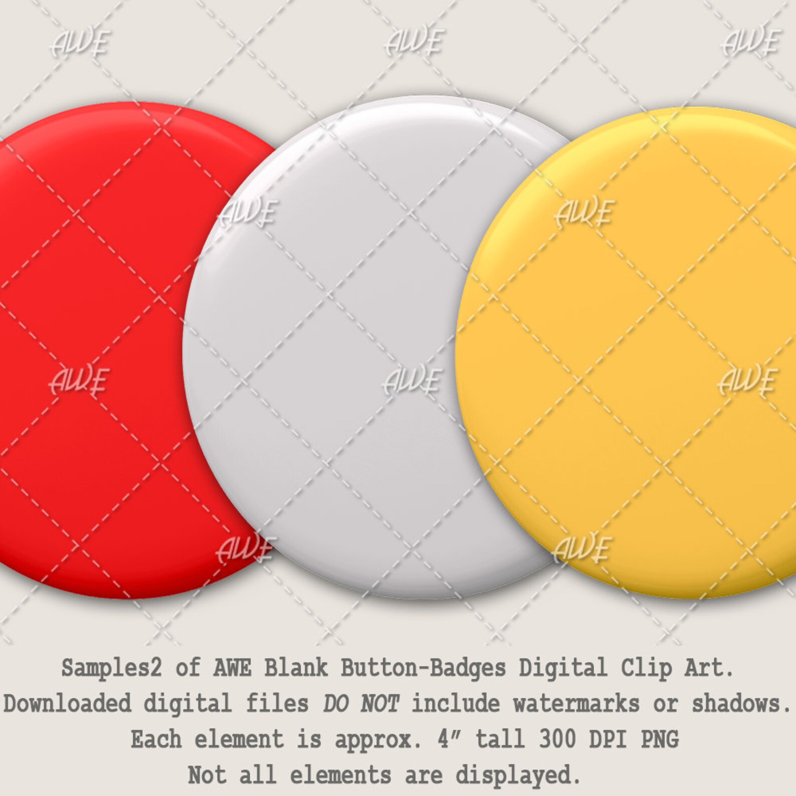 Blank Button-badges Digital Clip Art by Awesomescrapper High | Etsy