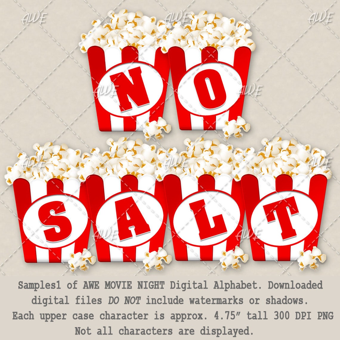 Movie Night Digital Alphabet by Awesomescrapper High | Etsy