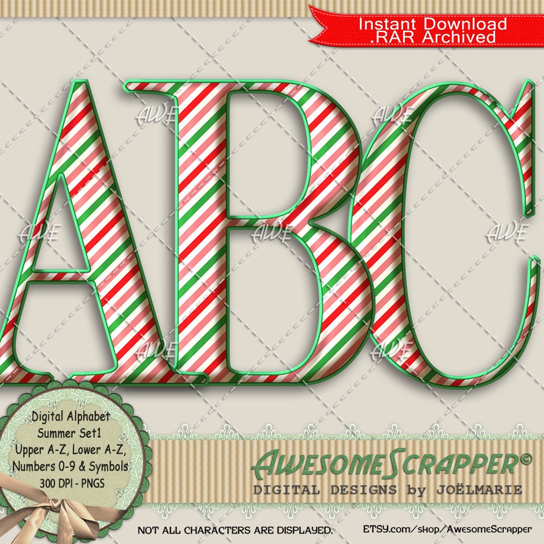 Summer Set1 Digital Alphabet by Awesomescrapper - High Quality, 300 DPI ...