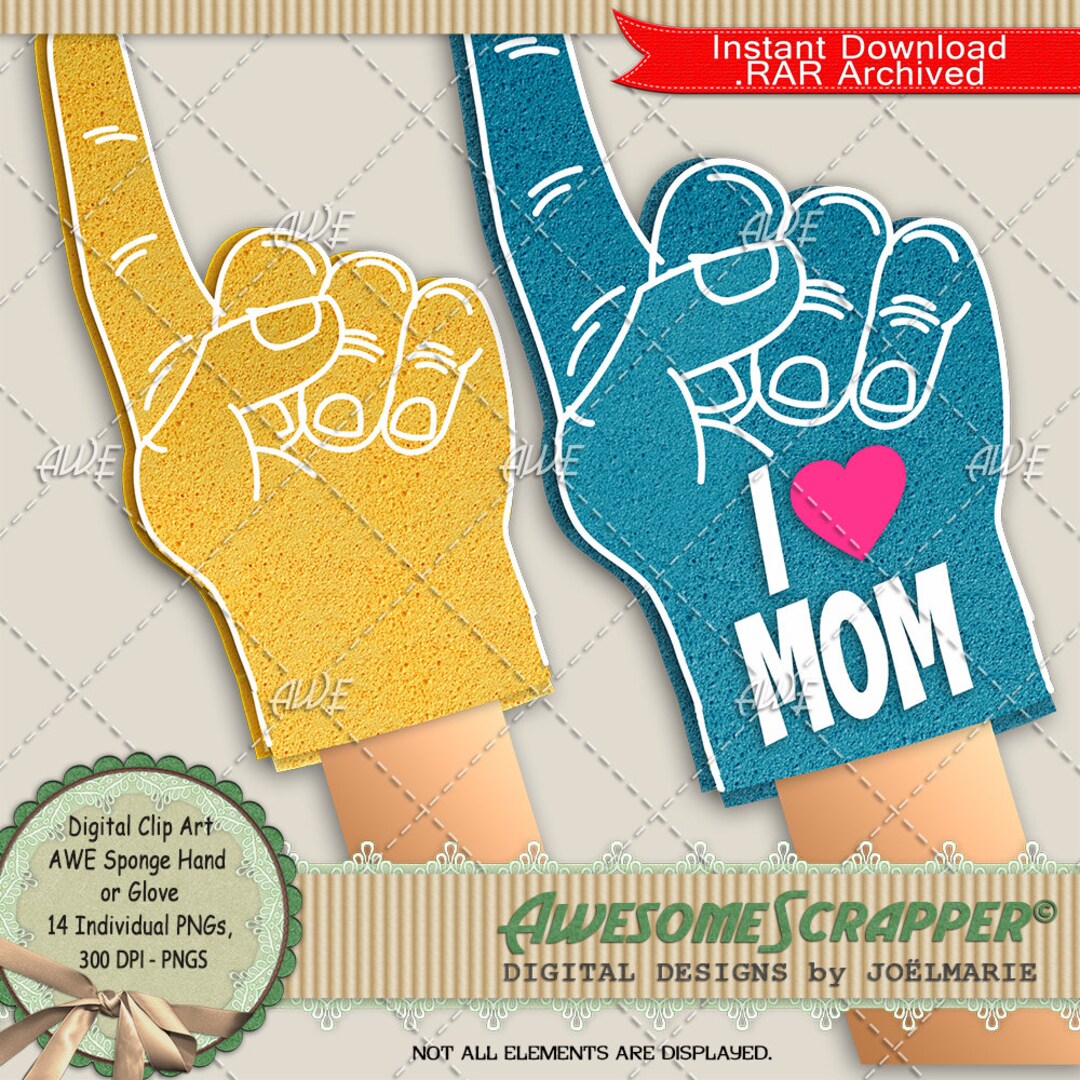 Sponge Hand Digital Clip Art by Awesomescrapper - High Quality, 300 DPI ...