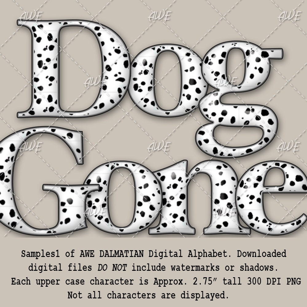 Dalmatian Digital Alphabet, by Awesomescrapper - High Quality 300 DPI ...