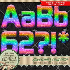Rainbow Sparkle Digital Alphabet, by Awesomescrapper - High Quality ...