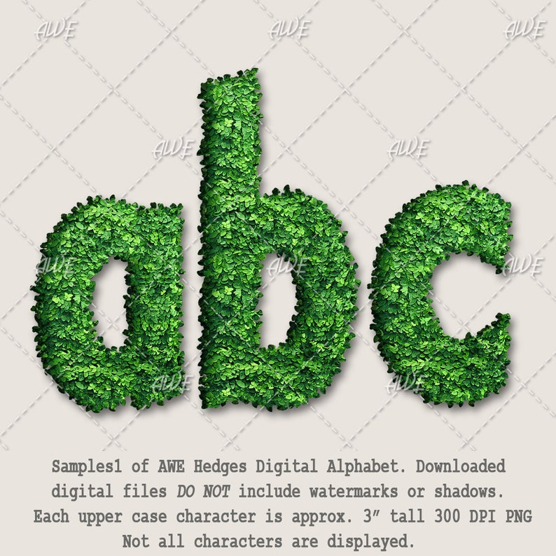 Hedges Digital Alphabet by Awesomescrapper - High Quality, 300 DPI Pngs ...