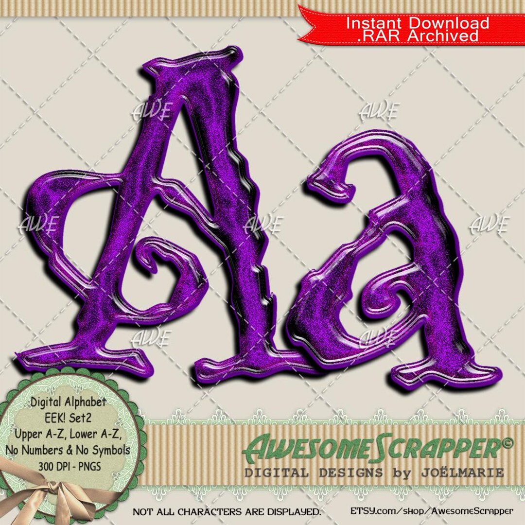 EEK! Set2 Digital Alphabet by Awesomescrapper, High Quality 300 DPI ...