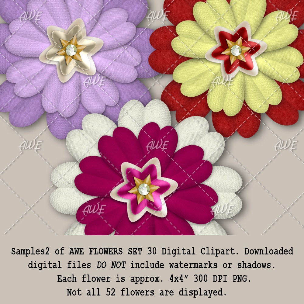 Flowers 53 Digital Clipart by AwesomeScrapper High Quality | Etsy