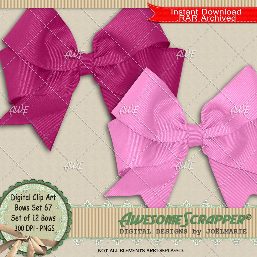 Bows Set 67 Digital Clip Art by Awesomescrapper - High Quality, 300 DPI ...