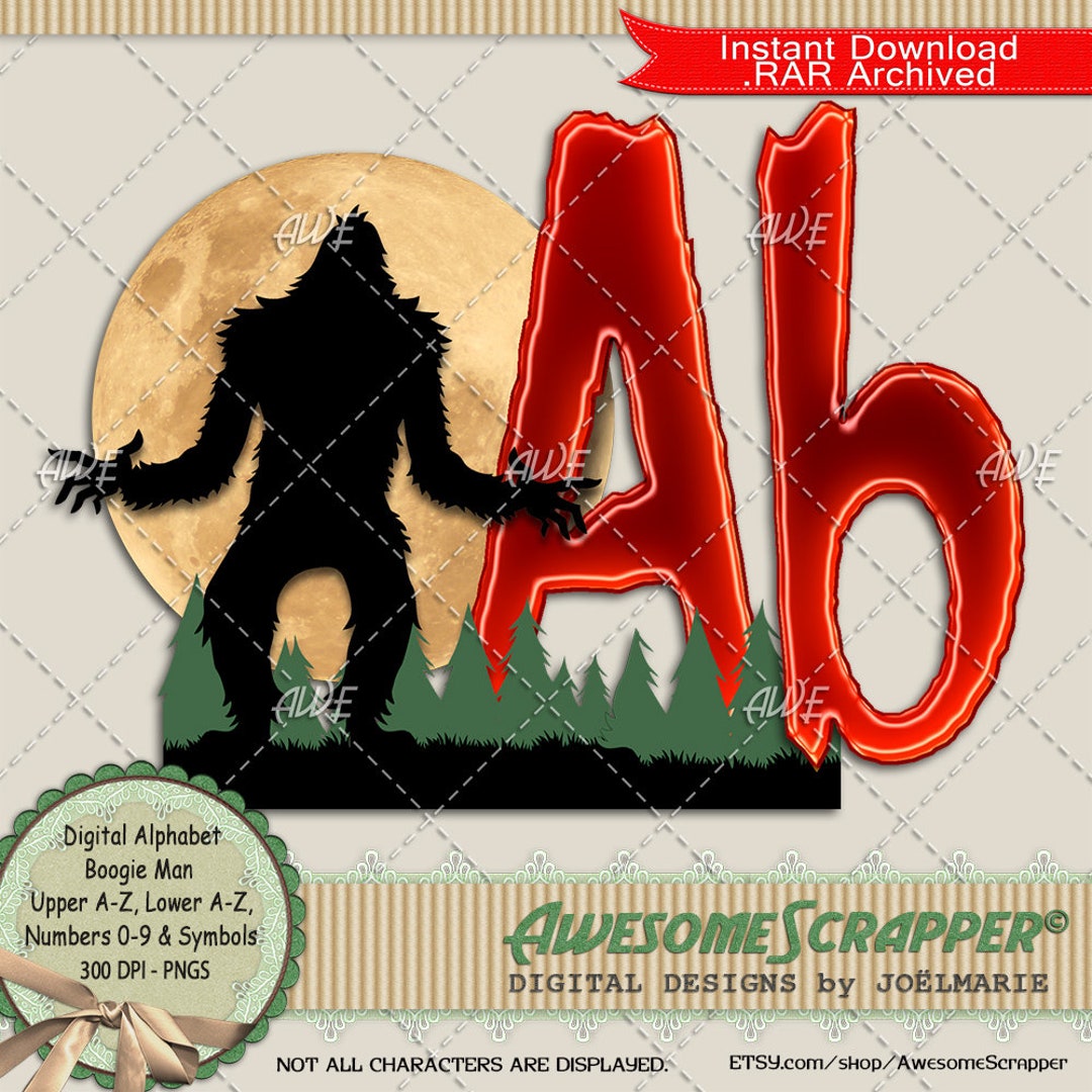 Boogie Man Digital Alphabet by Awesomescrapper, High Quality 300 DPI ...