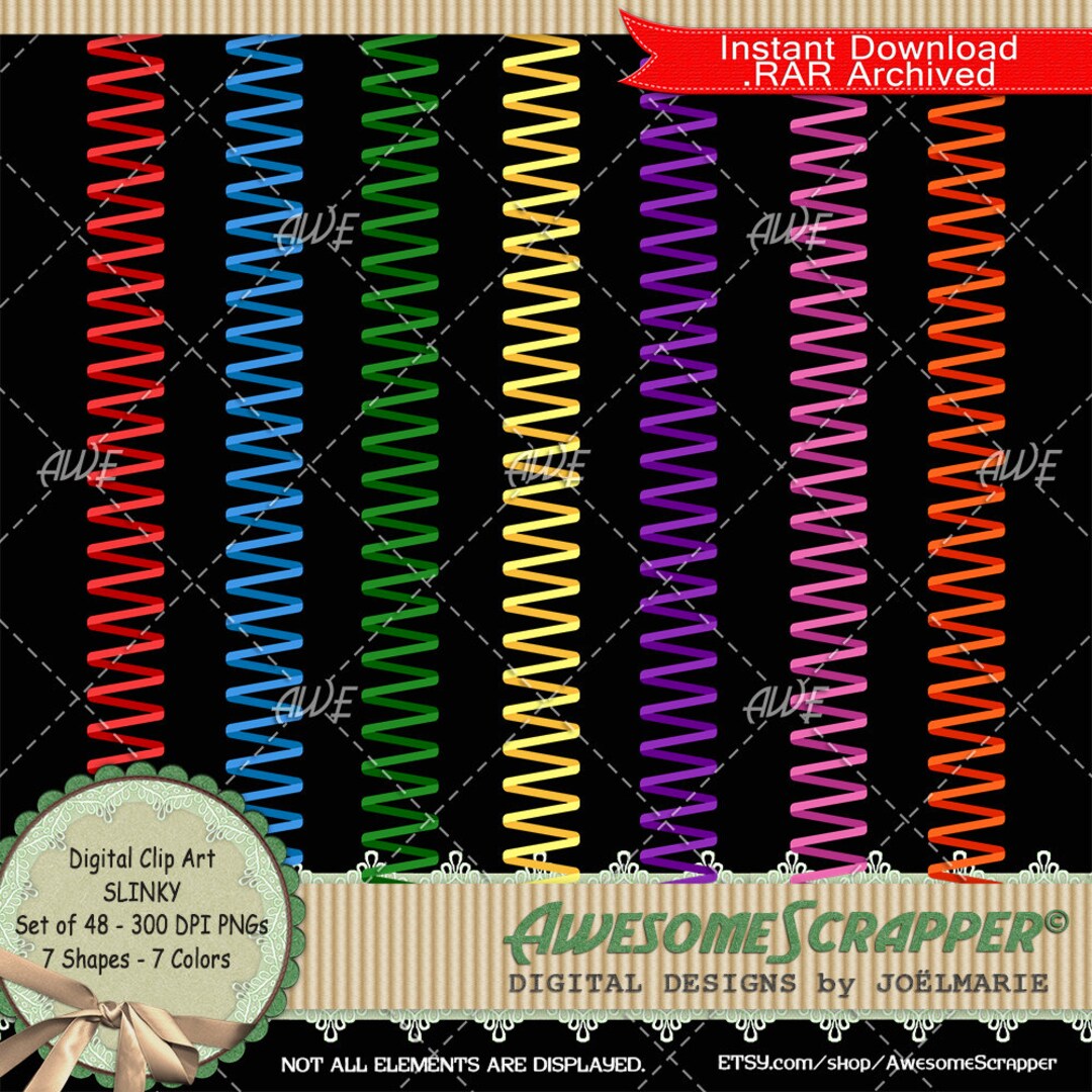 SLINKY Digital Clip Art by Awesomescrapper - High Quality, 300 DPI Pngs ...