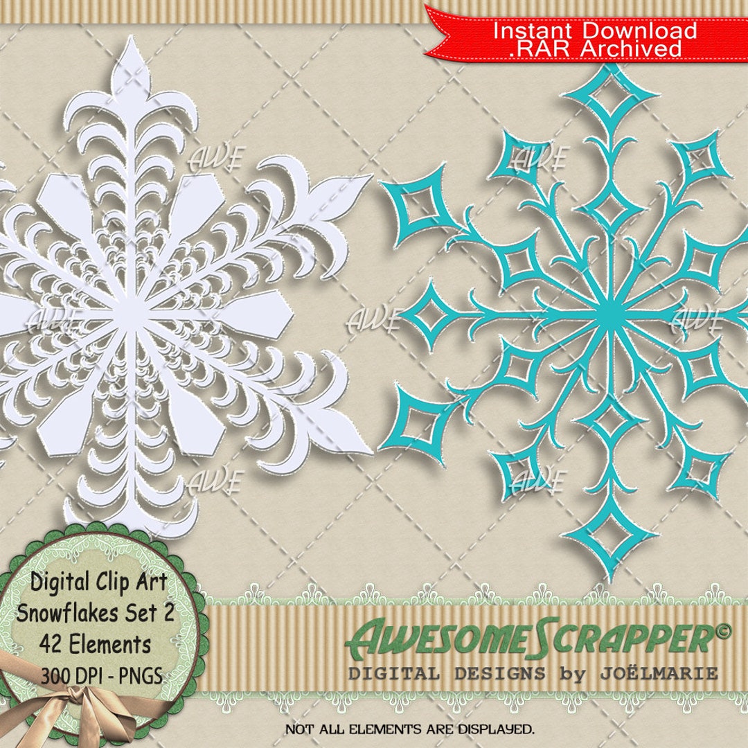 Snowflakes Set2 Digital Clip Art by Awesomescrapper - High Quality, 300 ...