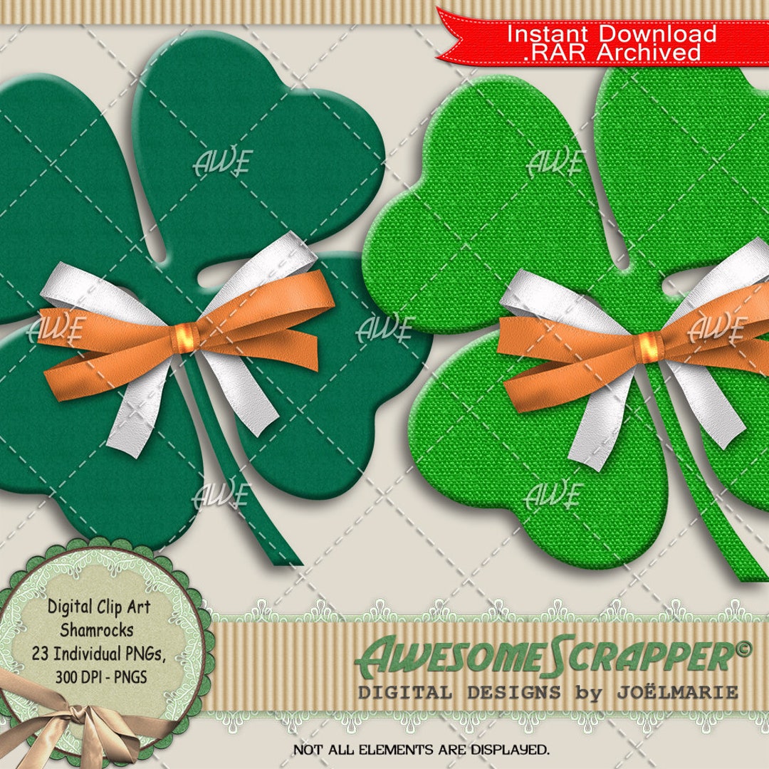 Shamrocks Digital Clip Art by Awesomescrapper, Set of 23, Shamrocks ...