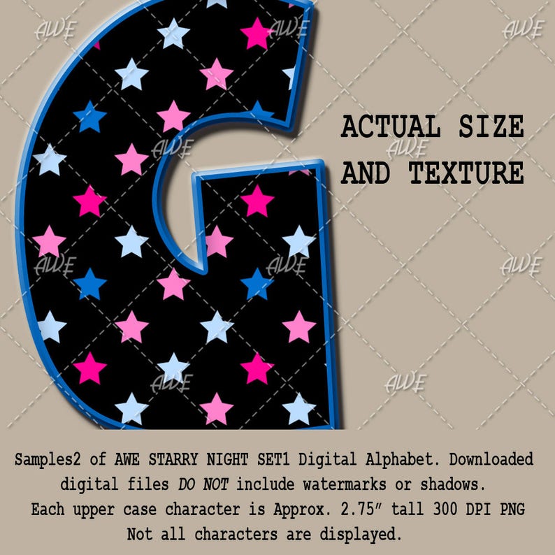 Starry Night Set 1 Digital Alphabet by Awesomescrapper High - Etsy