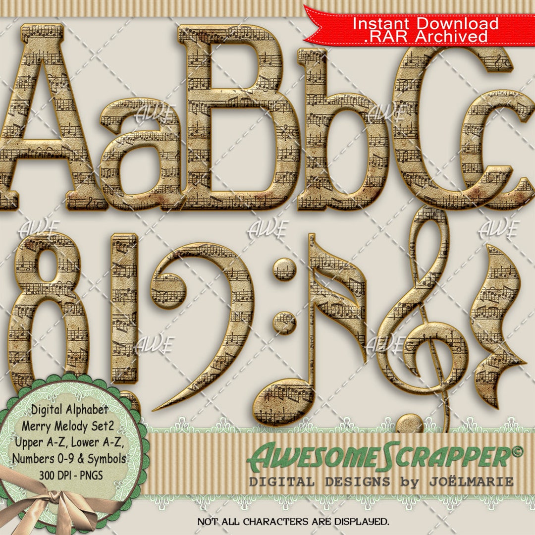Merry Melody Set2 Digital Alphabet by Awesomescrapper - High Quality ...