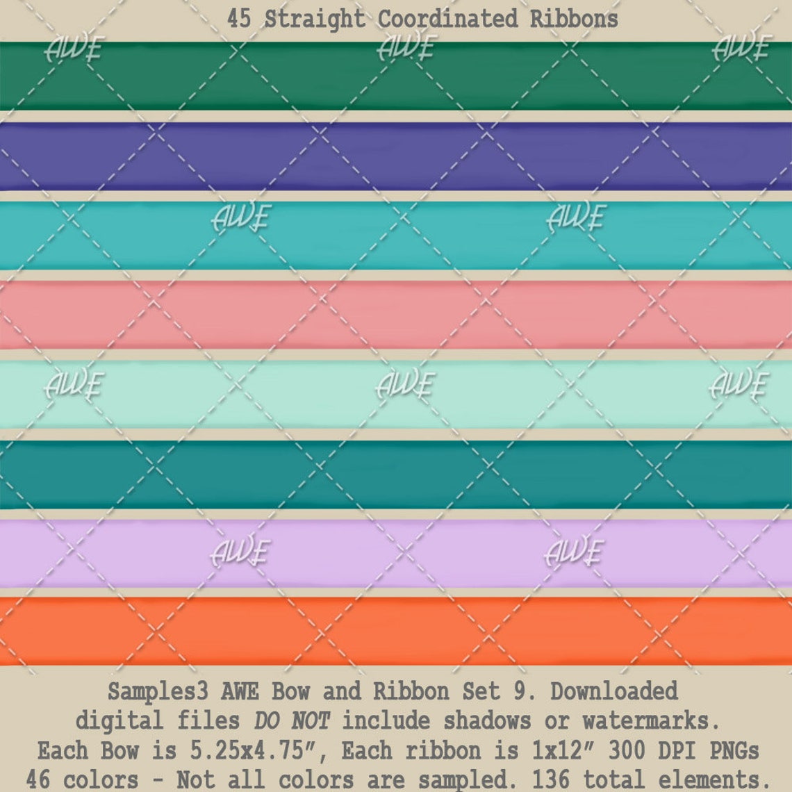 Digital Clipart AWE Bow and Ribbon Set 9 by | Etsy