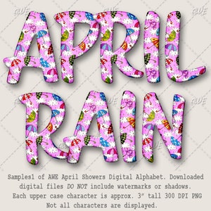 April Showers Digital Alphabet by Awesomescrapper, High Quality 300 DPI ...