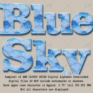 Cloudy Skies Digital Alphabet by Awesomescrapper - High Quality, 300 ...