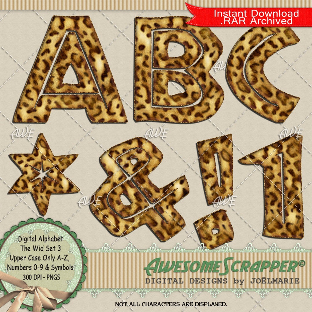 The Wild Set 3 Digital Alphabet by Awesomescrapper High Quality, 300 ...