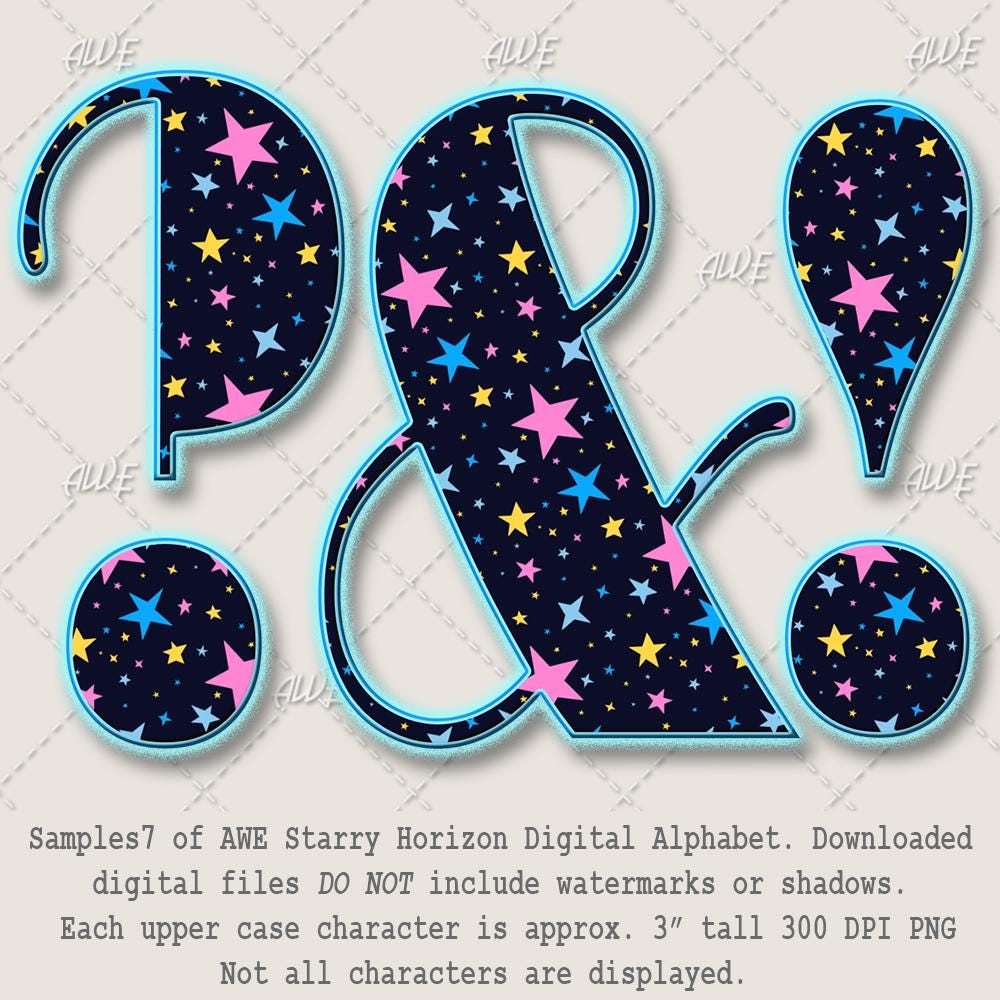 Starry Horizon Digital Alphabet by Awesomescrapper, High Quality 300 ...