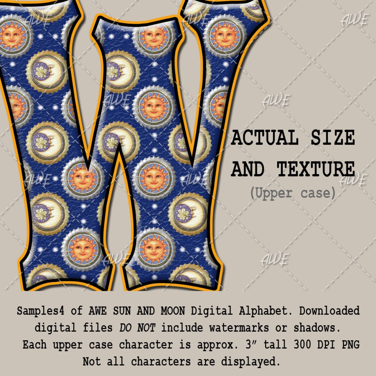 Sun and Moon Digital Alphabet by Awesomescrapper High | Etsy