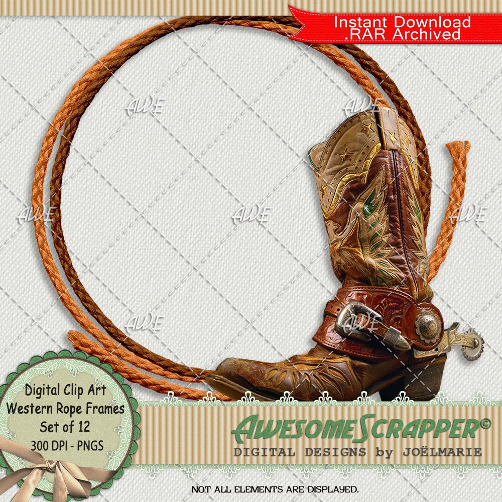 Western Rope Frames Digital Clip Art by Awesomescrapper Set - Etsy