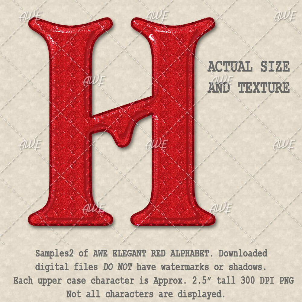 Elegant Red Digital Alphabet by Awesomescrapper - Upper, Lower, Numbers ...