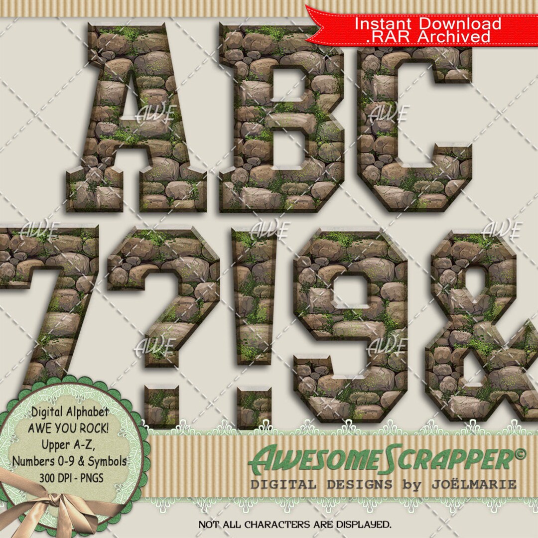 You Rock Alphabet by Awesomescrapper - High Quality, 300 DPI Pngs ...